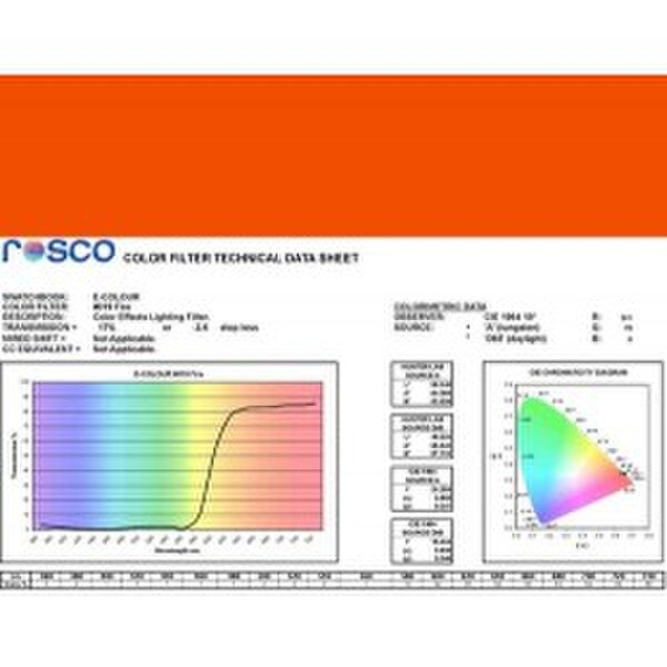 Rosco E-Colour 019 Fire - 21in. x 24in. Sheet (Rosco E-Colour Sheet E019)
